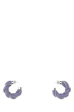 Bottega Veneta BOTTEGA VENETA Nappa Leather And Silver Hoop Earrings Purple