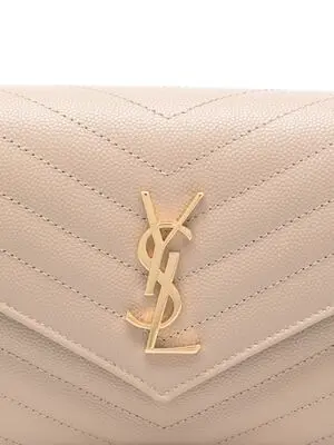 Saint Laurent Envelope Cassandre Leather Wallet On Chain