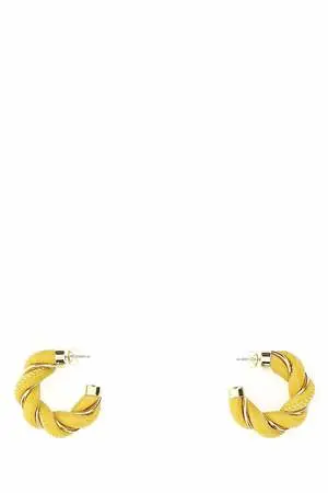 Bottega Veneta Nappa Leather And 925 Silver Twist Earrings - Yellow