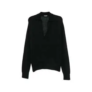 TOM FORD Silk Cashmere V-neck Pullover - Black