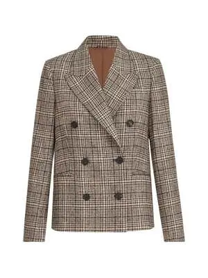 Brunello Cucinelli Prince Of Wales Check Alpaca Blazer - Multicolor