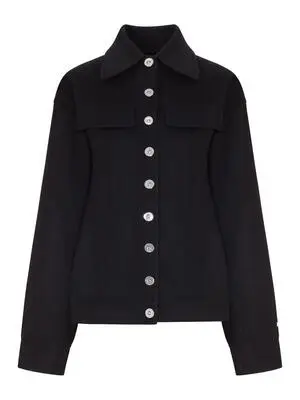 Sportmax Shaped Overshirt In Pure Wool - Black