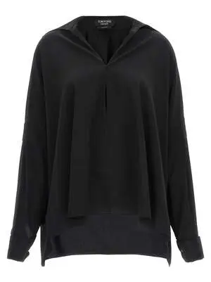 TOM FORD Crepe De Chine Stretch Silk Shirt - Black