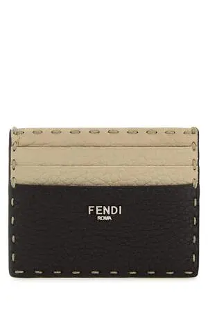 Fendi Fendi Men Two-Tone Leather Sellerie Card Holder Multicolor