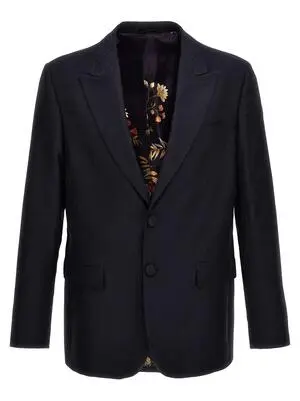 Etro Single-breasted Jacquard Blazer - Blue