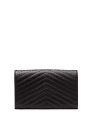 Saint Laurent Leather Cassandre Wallet On Chain - Multicolor