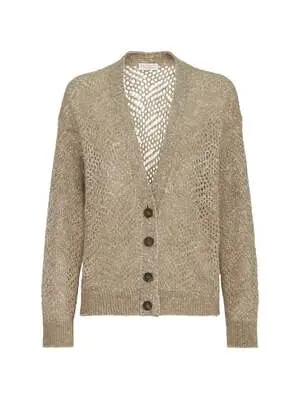 Brunello Cucinelli Sequined Openwork Knit Cardigan - Multicolor