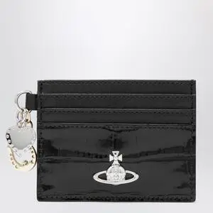 VIVIENNE WESTWOOD Croc-embossed Leather Card Holder With Charms - Black