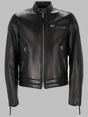 TOM FORD Full Grain Nappa Leather Biker Jacket - Black