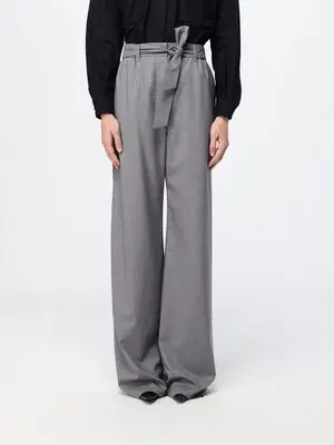 Max Mara Virgin Wool Palazzo Trousers - Gray