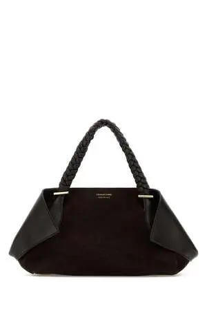 FERRAGAMO Dark Suede Handbag - Brown