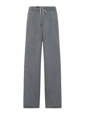 Brunello Cucinelli Wide Leg Trousers With Drawstring - Gray