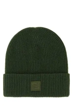 Fendi Wool Blend Beanie Hat - Green