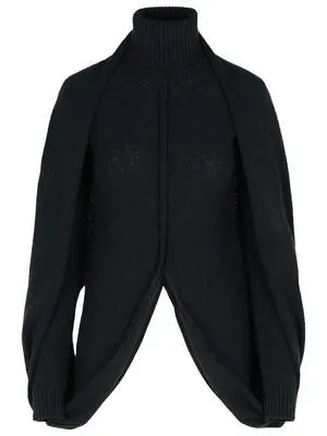 Sportmax Adepto' Virgin Wool Blend High Neck Sweater - Black