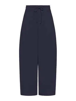 Max Mara Barrel Leg Pants In Technical Cotton Jersey - Blue