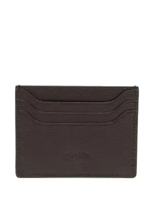 TOD'S Grained Leather Cardholder With Metal T Timeless Logo - Brown