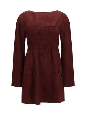 GANNI Long-sleeve Satin Mini Dress - Multicolor