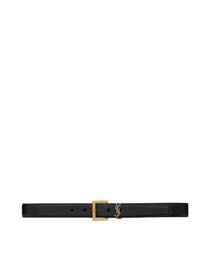 Saint Laurent Monogram Belt With Square Buckle In Smooth Leather