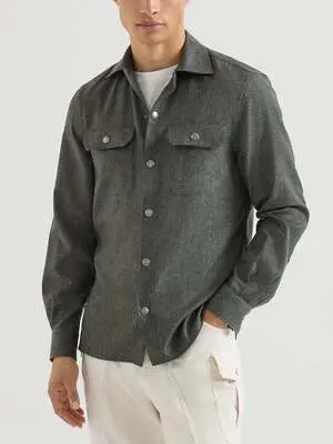 Brunello Cucinelli Virgin Wool Flannel Overshirt - Multicolor