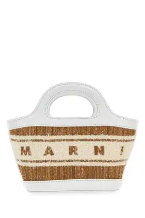 Marni Two-tone Raffia And Leather Micro Tropicalia Summer Handbag - Multicolor