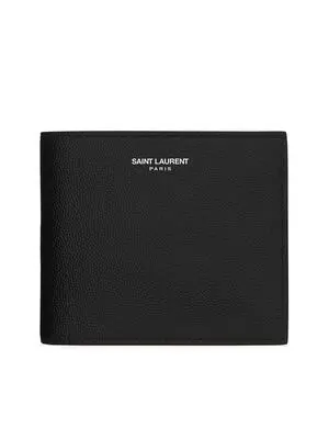 Saint Laurent East / West Wallet With Purse Textured Leather - Black