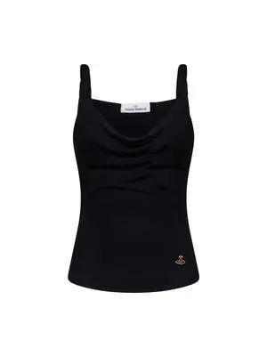 VIVIENNE WESTWOOD Black Ribbed Jersey Anna Draped Top - Multicolor