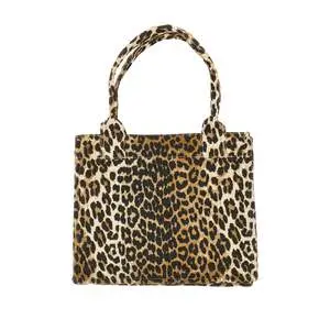 GANNI Leopard Canvas Large Tote Bag
