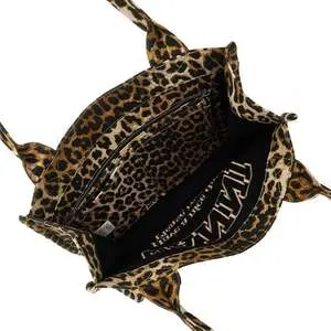 GANNI Leopard Canvas Large Tote Bag