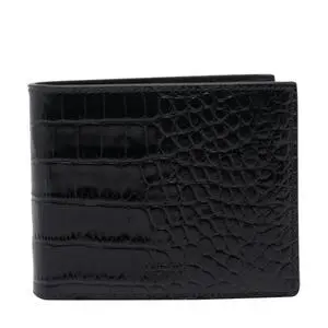 TOM FORD Classic Bifold Croco Wallet - Black
