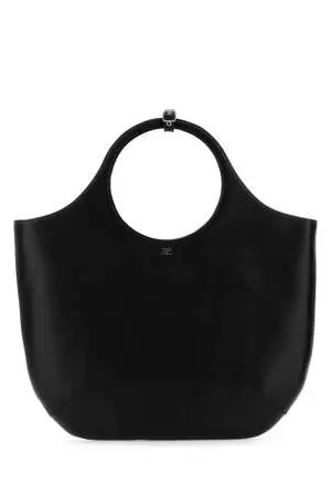 COURREGES Leather Large Holy Handbag - Black
