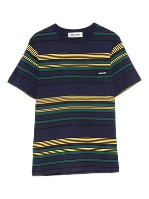 Miu Miu Striped Cotton T-shirt - Multicolor