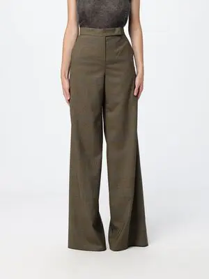 Max Mara Prince Of Wales Check Wool Flare Trousers - Brown