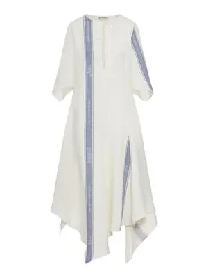 JW Anderson J.w.anderson Linen Midi Dress With Logo Inserts - Multicolor