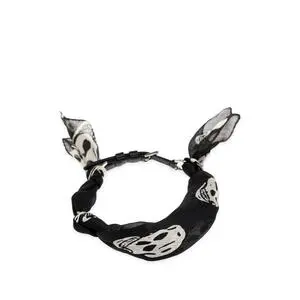 Alexander McQueen Skull Print Leather Strap Bracelet