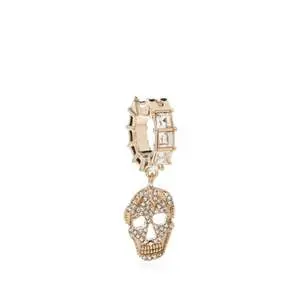 Alexander McQueen Crystal Skull Charm Hoop Earrings - Gold