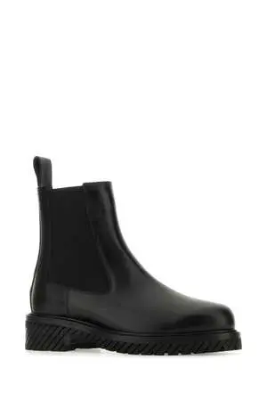 Off-White Leather Combat Ankle Boots