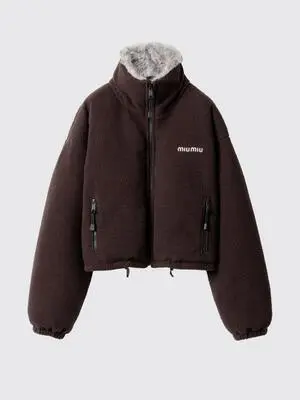 Miu Miu Fleece Zip Up Jacket - Brown