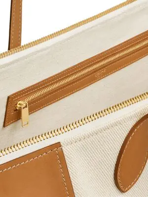 Celine Cabas Frame Leather And Canvas Tote