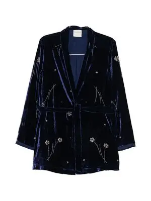 FORTE_FORTE Embroidered Velvet Kimono - Multicolor