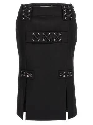 Alessandra Rich Lace-up Skirt - Black