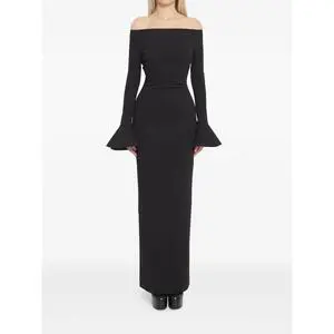 Solace London Long Sleeves Flared Cuffs Evening Dress - Black