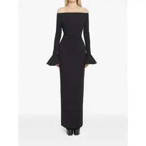 Solace London Long Sleeves Flared Cuffs Evening Dress - Black