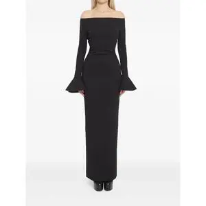 Solace London Long Sleeves Flared Cuffs Evening Dress - Black
