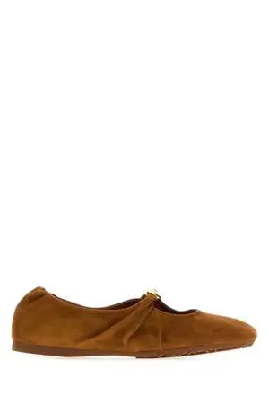 Loewe Caramel Suede Pebble Soft Ballerinas - Brown