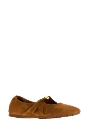 Loewe Caramel Suede Pebble Soft Ballerinas - Brown