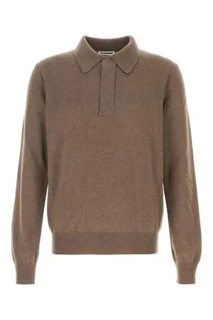 JIL SANDER Mud Wool Polo Shirt - Brown