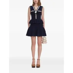 SELF-PORTRAIT Knit Mini Dress - Blue