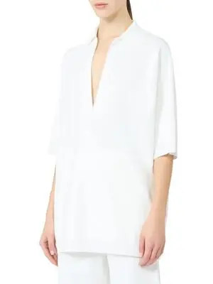 Max Mara Long Viscose Crepe Sweater - White
