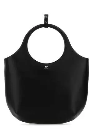 COURREGES Leather Medium Holy Handbag - Black