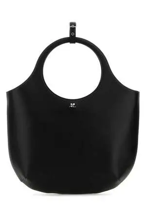 COURREGES Leather Medium Holy Handbag - Black